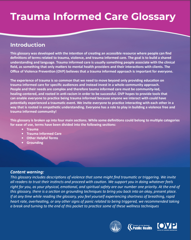 Trauma Infomed Care: Resources